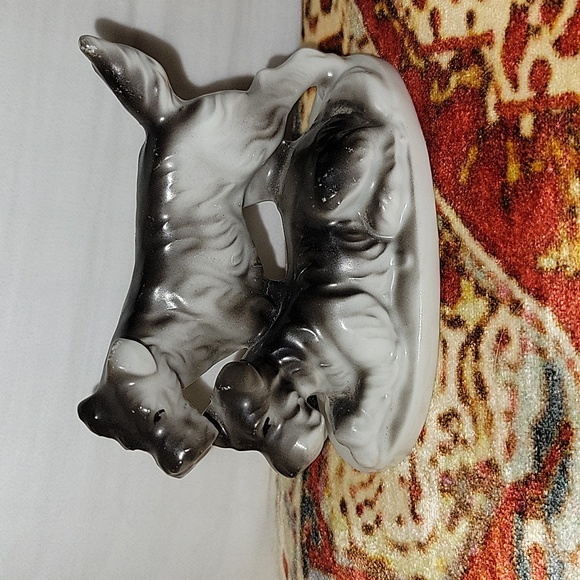 Accents | Vintage Ceramic Schnauzer Dogs Gray And White Made In Japan ...